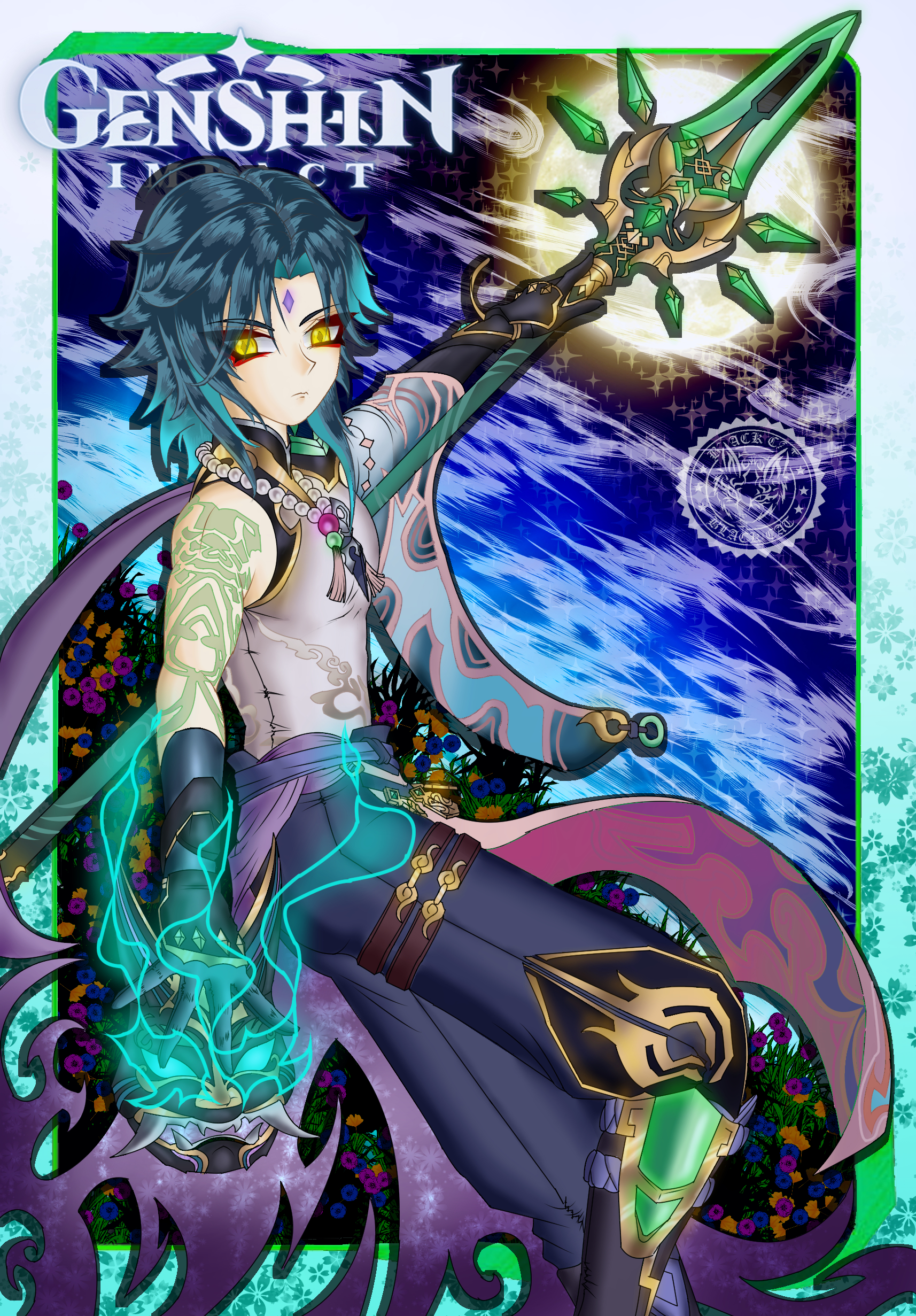 Fanart #015 (Xiao / Genshin Impact): - Black Cat Quest